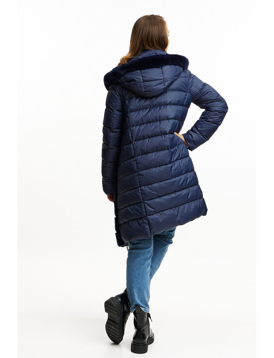 Daunenjacke mit Fellbesatz navy von Butka Fur